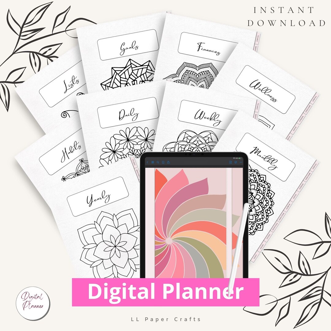 Undated Digital Pink Mandala Planner | Goodnotes Planner | Minimalist ...