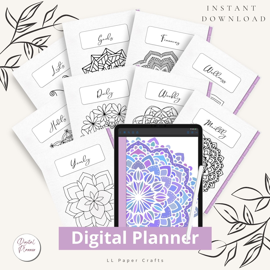 Undated Digital Purple Mandala Planner | Goodnotes Planner | Minimalist ...