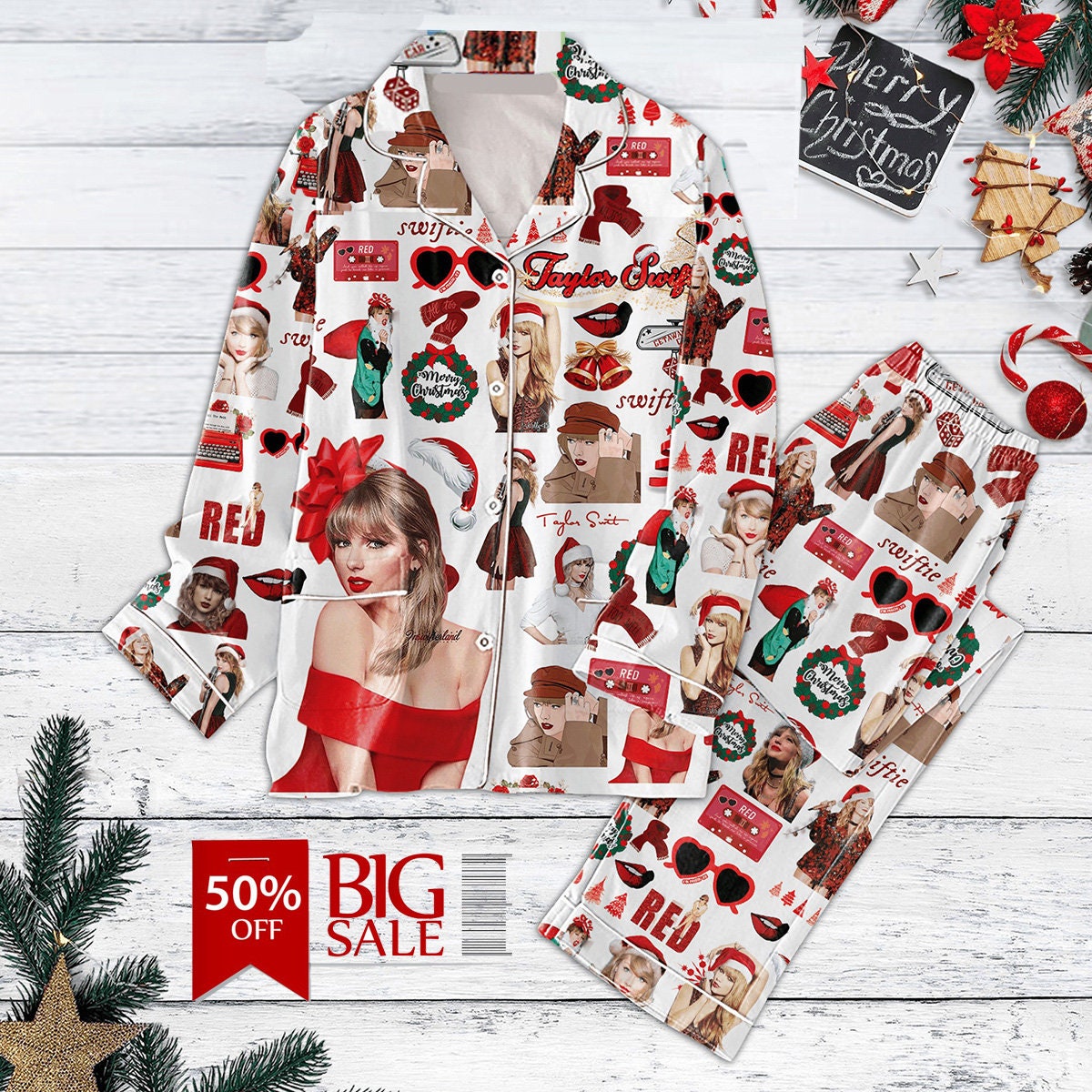 Taylor Merry Christmas The Eras Tour Pajamas Set, Swift christmas ...
