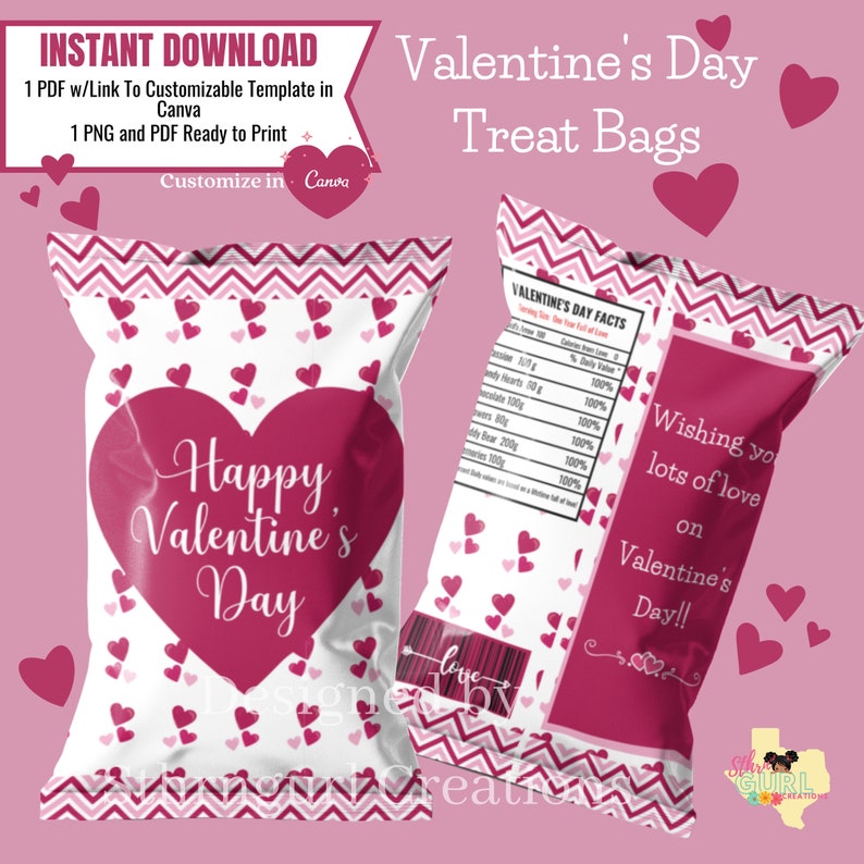 Valentine's Day Chip Bag, Customizable Chip Bag, Valentine's Gift ...