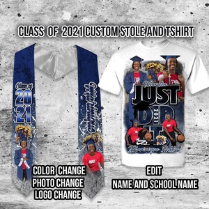 Custom Graduation Basketball Stole and Matching T-shirt, Just Did It ...