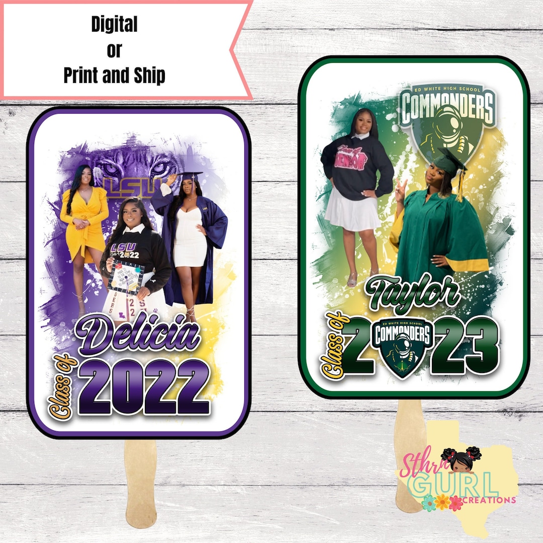 Custom Graduation Hand Fans, Class of 2023, Congrats, College Grad ...