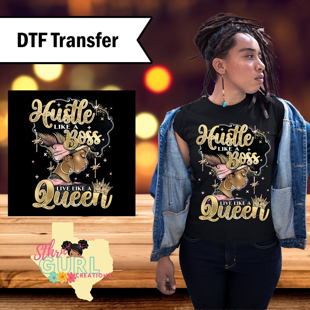 Hustle Like A Boss DTF Transfer, Boss T-shirt, Hustle T-shirt, Black ...
