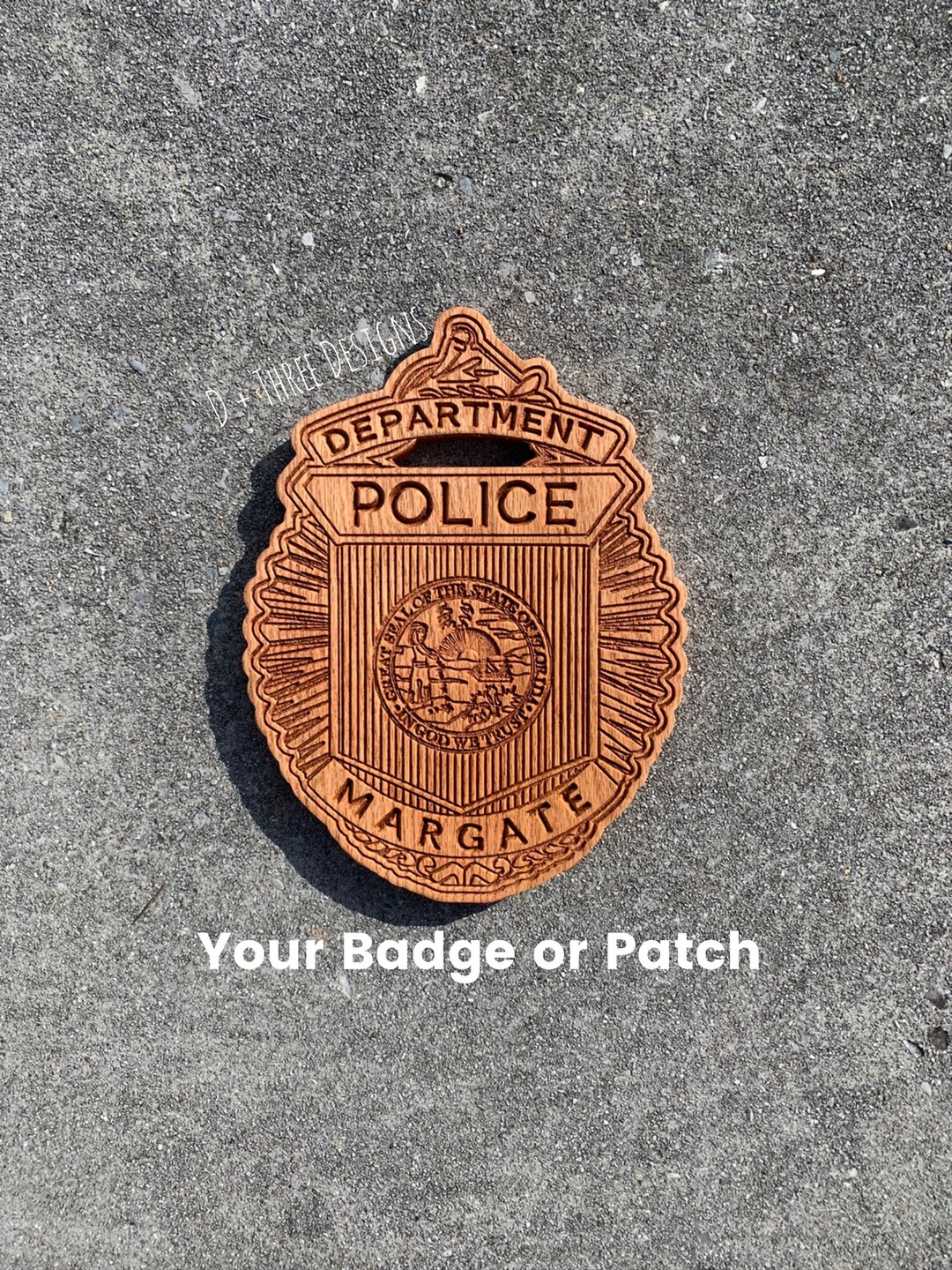 Margate Florida Wooden Police Badge // Custom Florida Police Badge ...