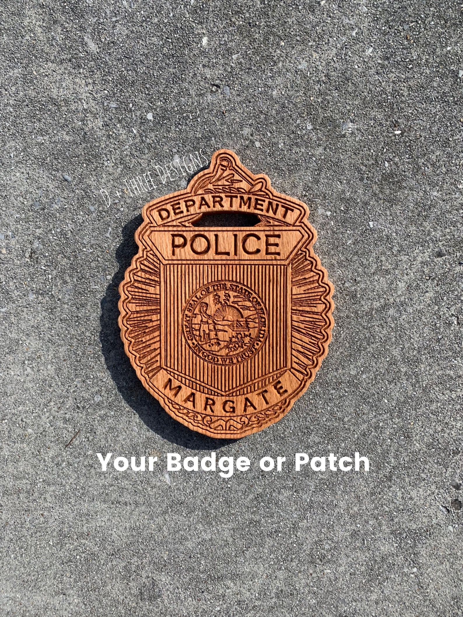 Margate Florida Wooden Police Badge // Custom Florida Police | Etsy