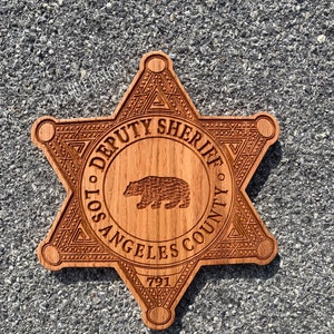 Los Angeles County Wooden Police Badge // Custom Sheriffs Badge ...