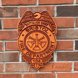 Wooden Fire Department Badge // Fire Fighter Retirement // Fire Fighter ...