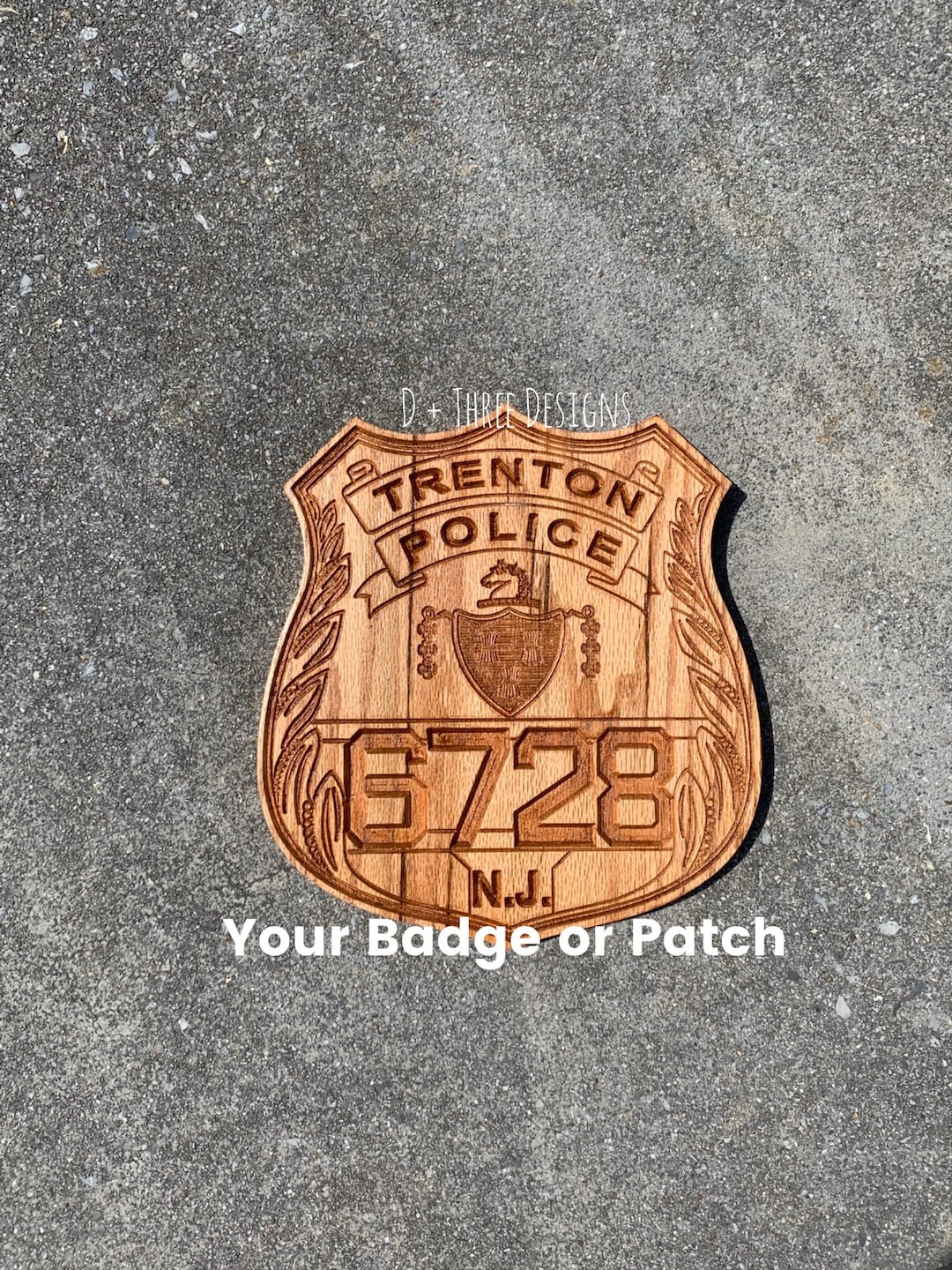 Trenton NJ Wooden Police Badge // New Jersey Police Badge // Police ...