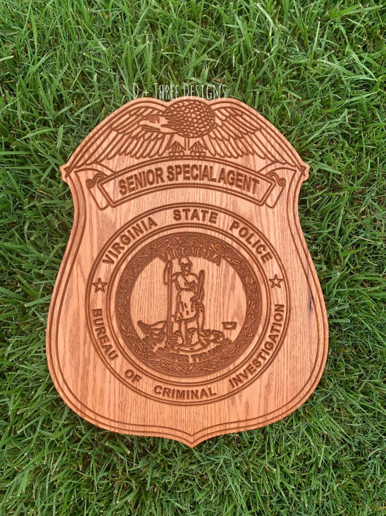 Virginia State Police Wooden Criminal Investigations Badge // | Etsy