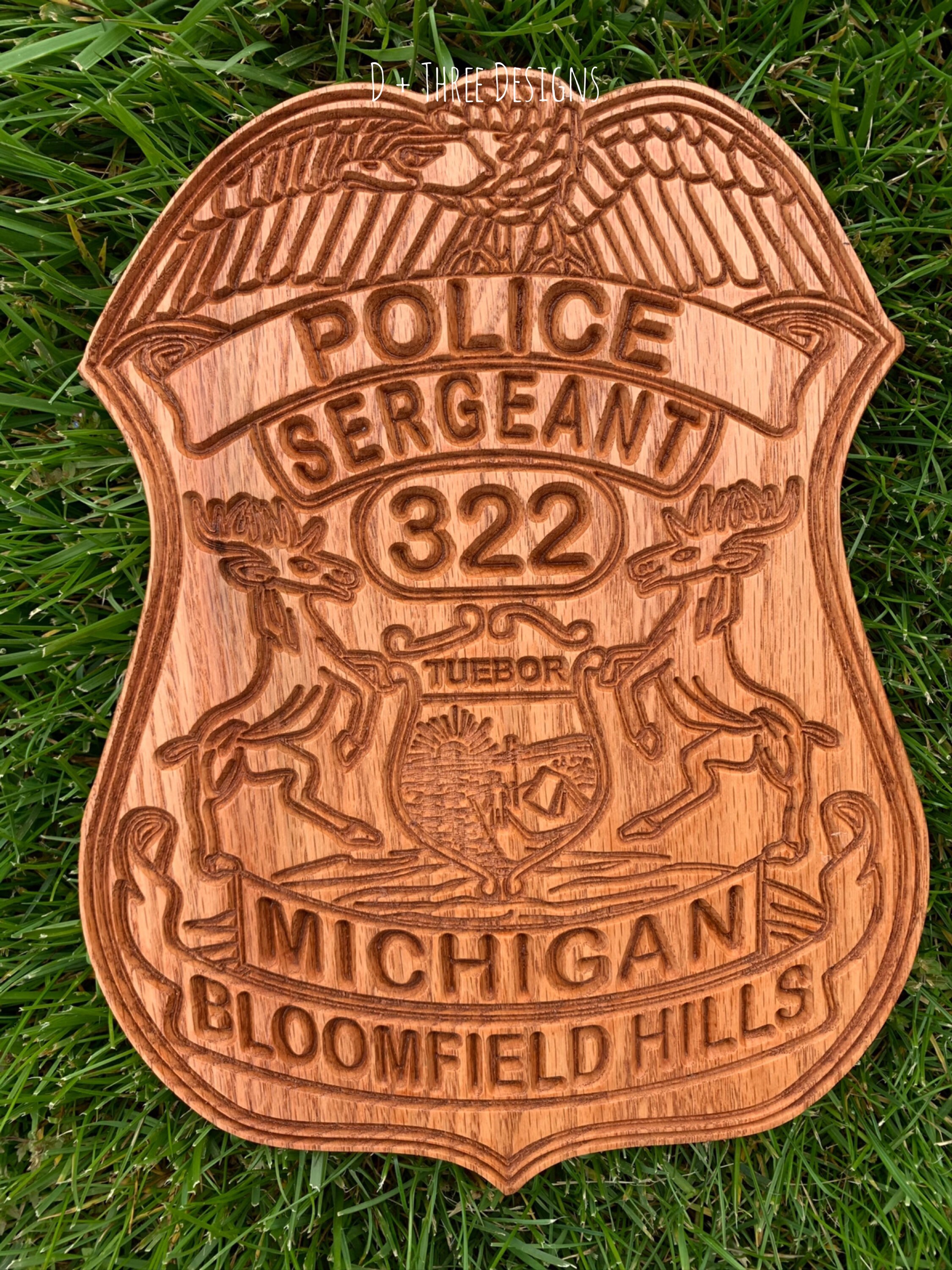 Bloomfield Hills Wooden Police Badge // Custom Michigan Police Badge ...