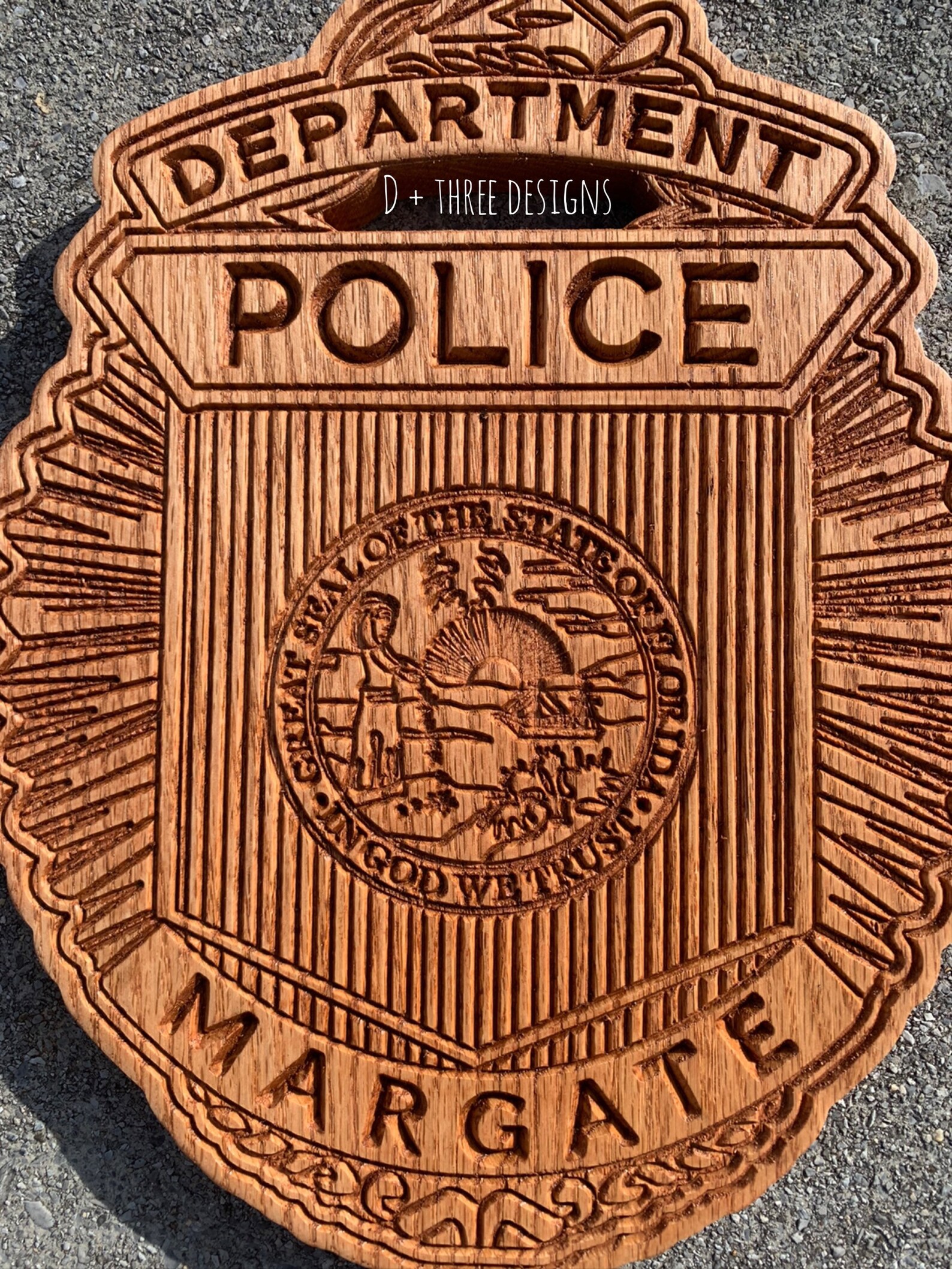 Margate Florida Wooden Police Badge // Custom Florida Police | Etsy