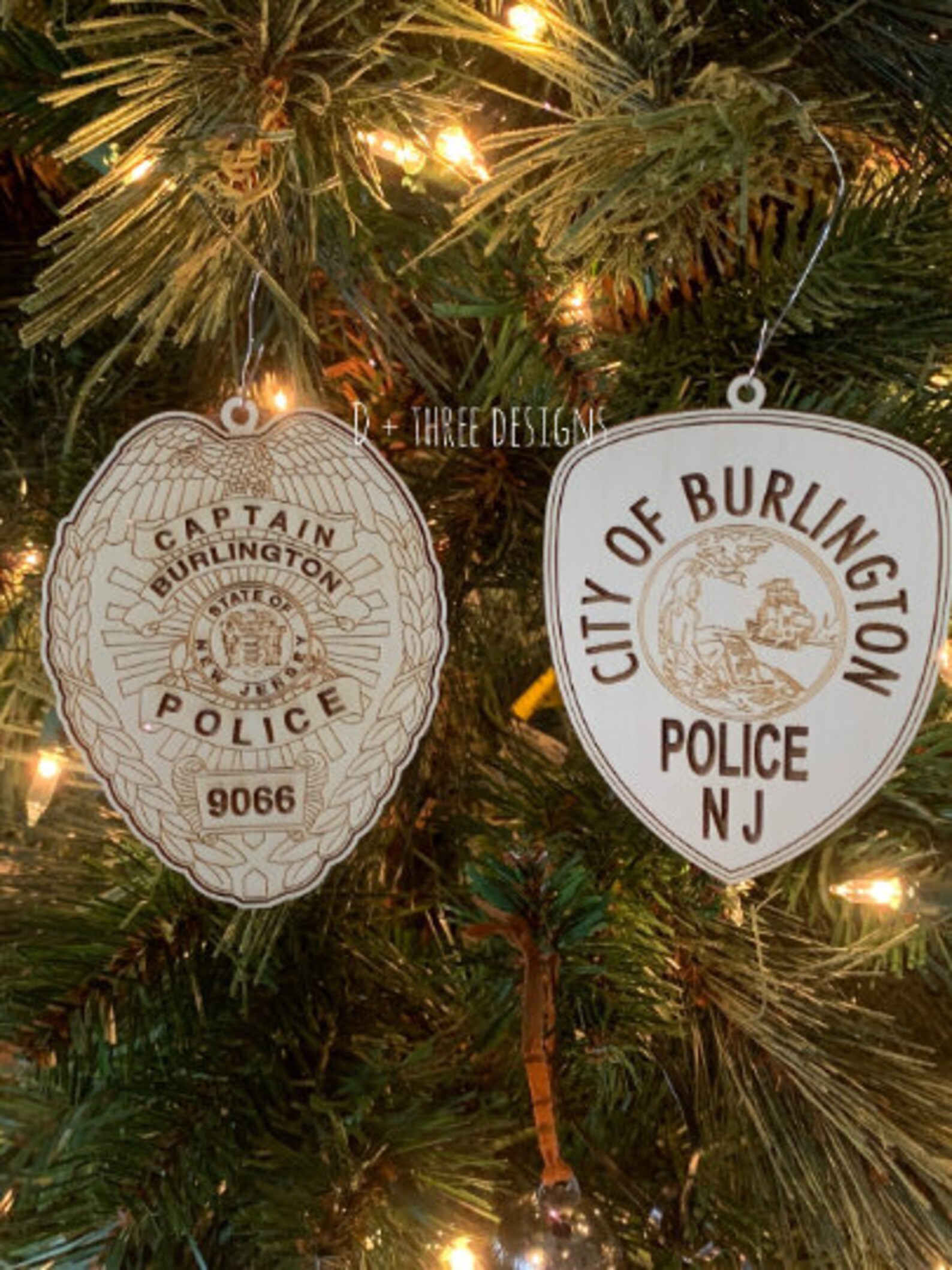Burlington New Jersey Personalized Police Badge Ornament or Police ...