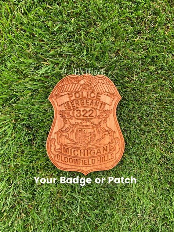 Bloomfield Hills Wooden Police Badge // Custom Michigan Police | Etsy