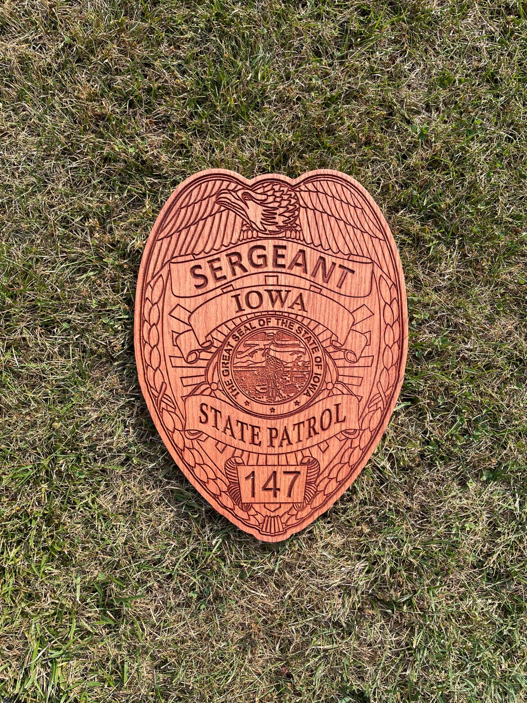Iowa State Patrol Wooden Police Badge // Iowa Trooper Badge // Trooper ...
