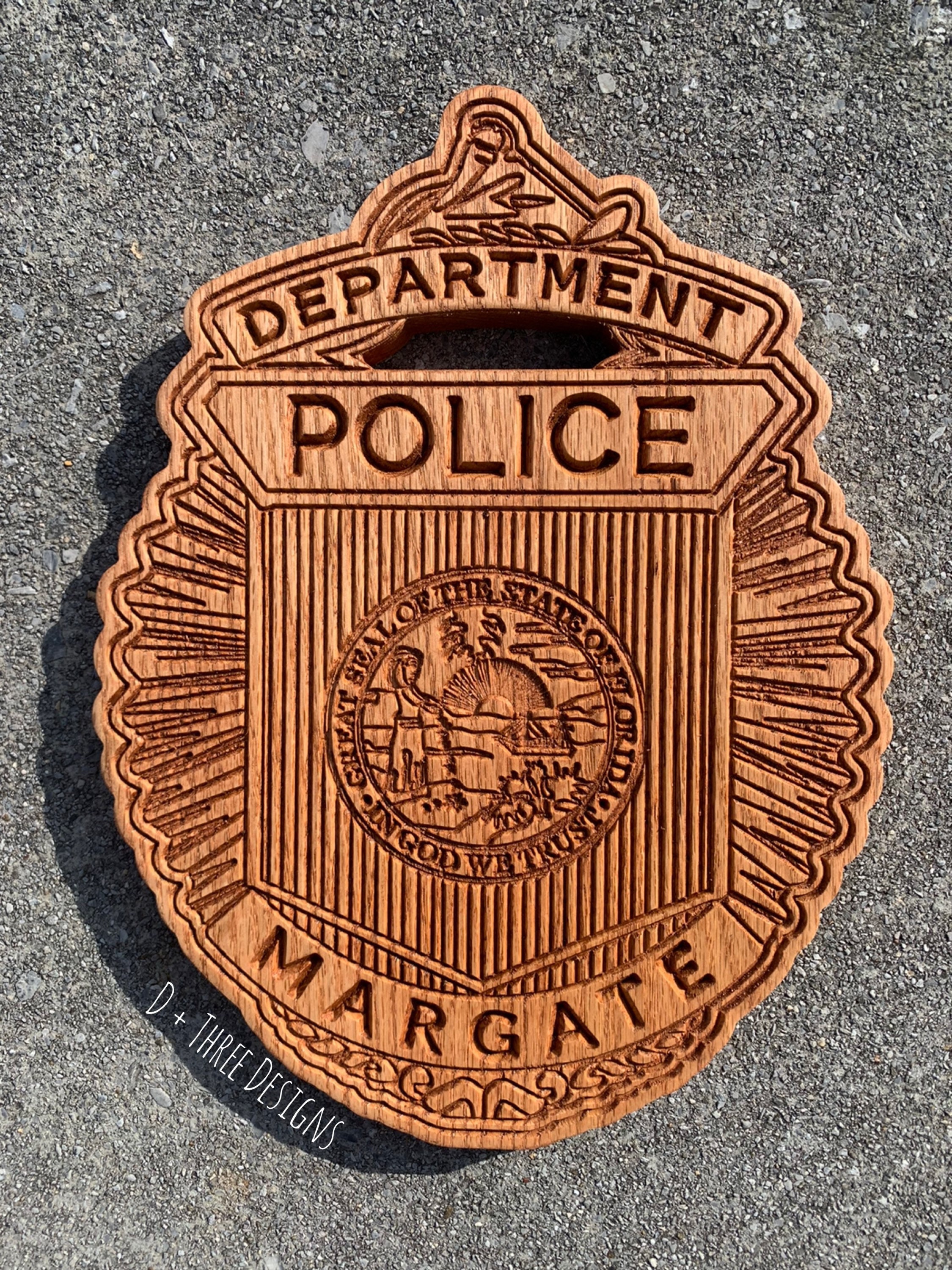 Margate Florida Wooden Police Badge // Custom Florida Police - Etsy