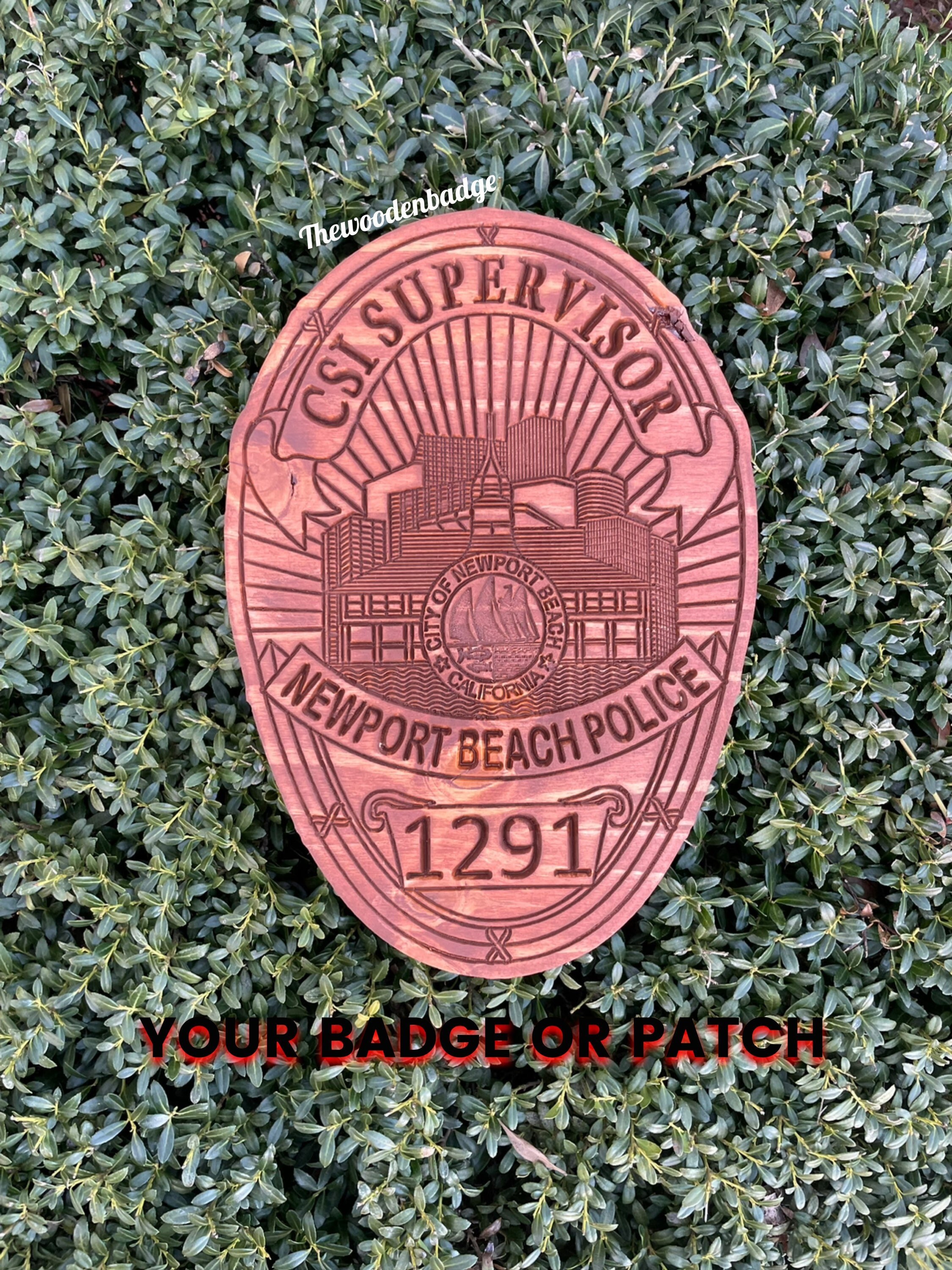 Newport Beach Police Badge // CSI Badge // Wooden Police Badge - Etsy