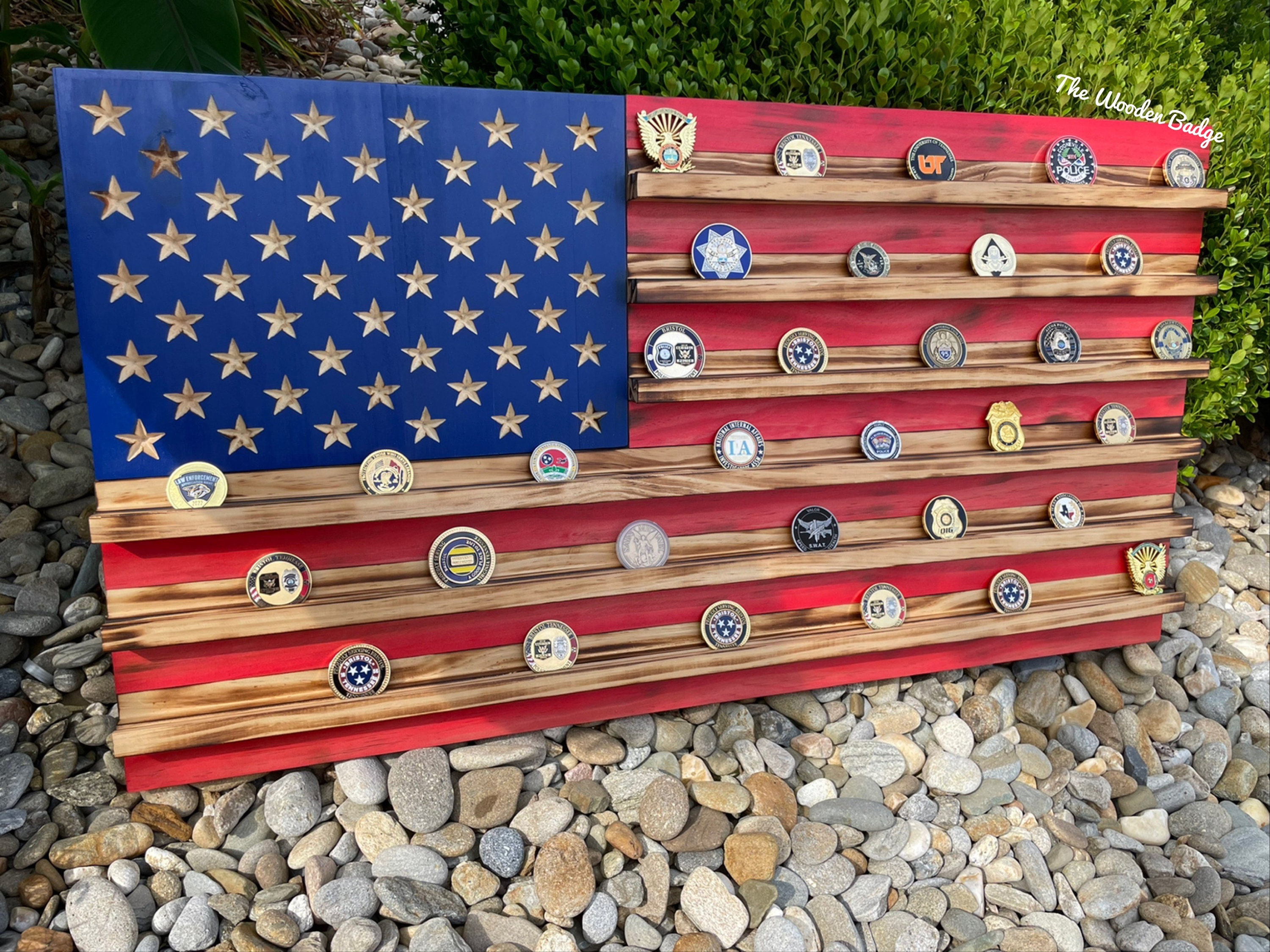 Challenge Coin Display Rack Holder Rustic American Flag - Etsy