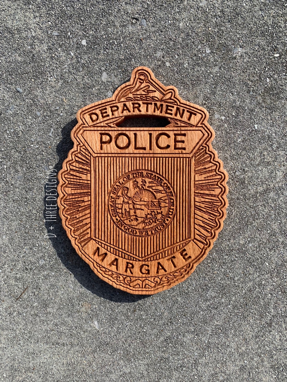Margate Florida Wooden Police Badge // Custom Florida Police | Etsy