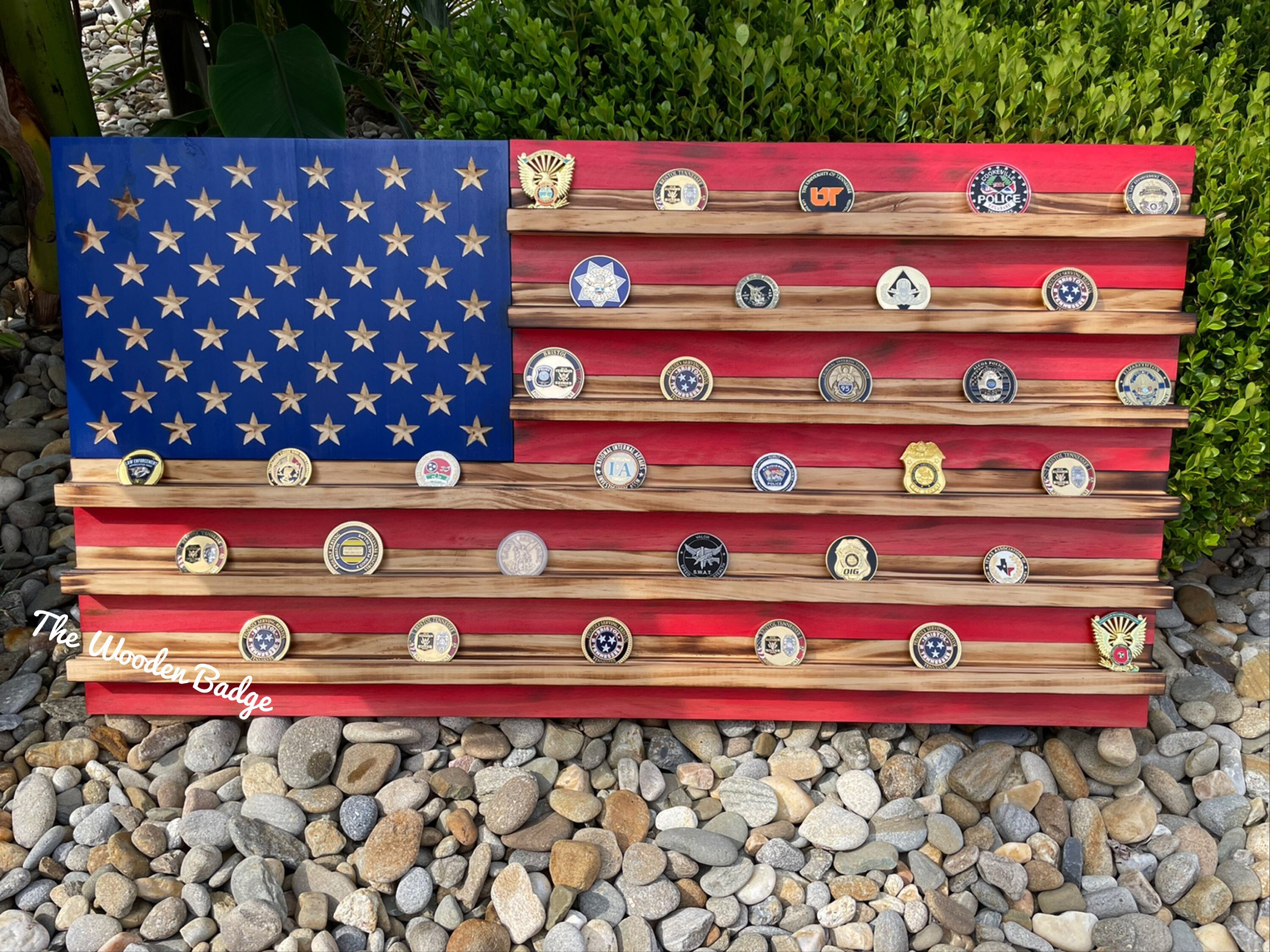 Challenge Coin Display Rack Holder Rustic American Flag - Etsy