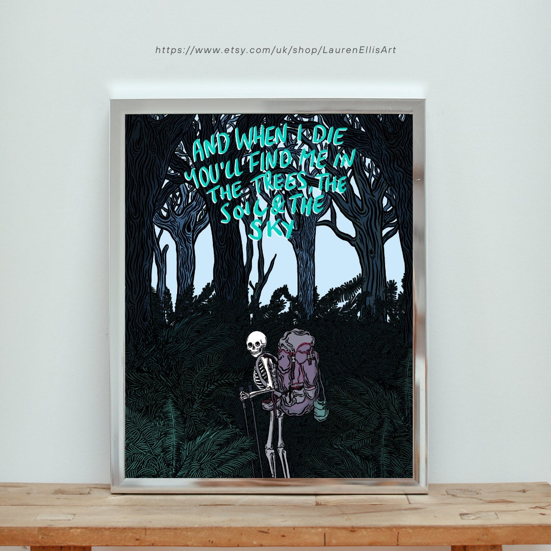 Outdoorsy Hiker Skeleton A4 Art Print Adventurous Nature Lover Gifts ...