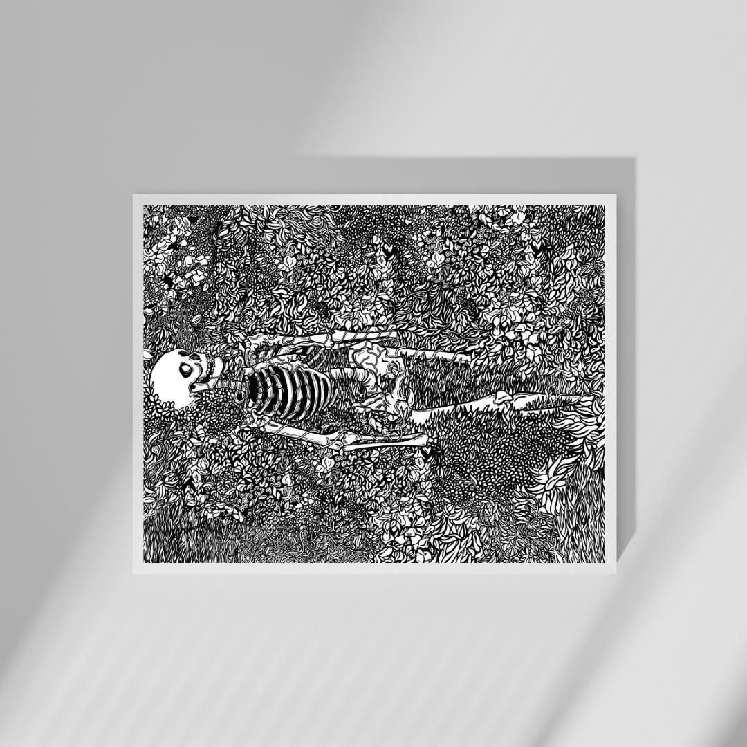 Memento Mori Floral Skeleton Print - Gothic Home Decor, Goblincore Wall ...