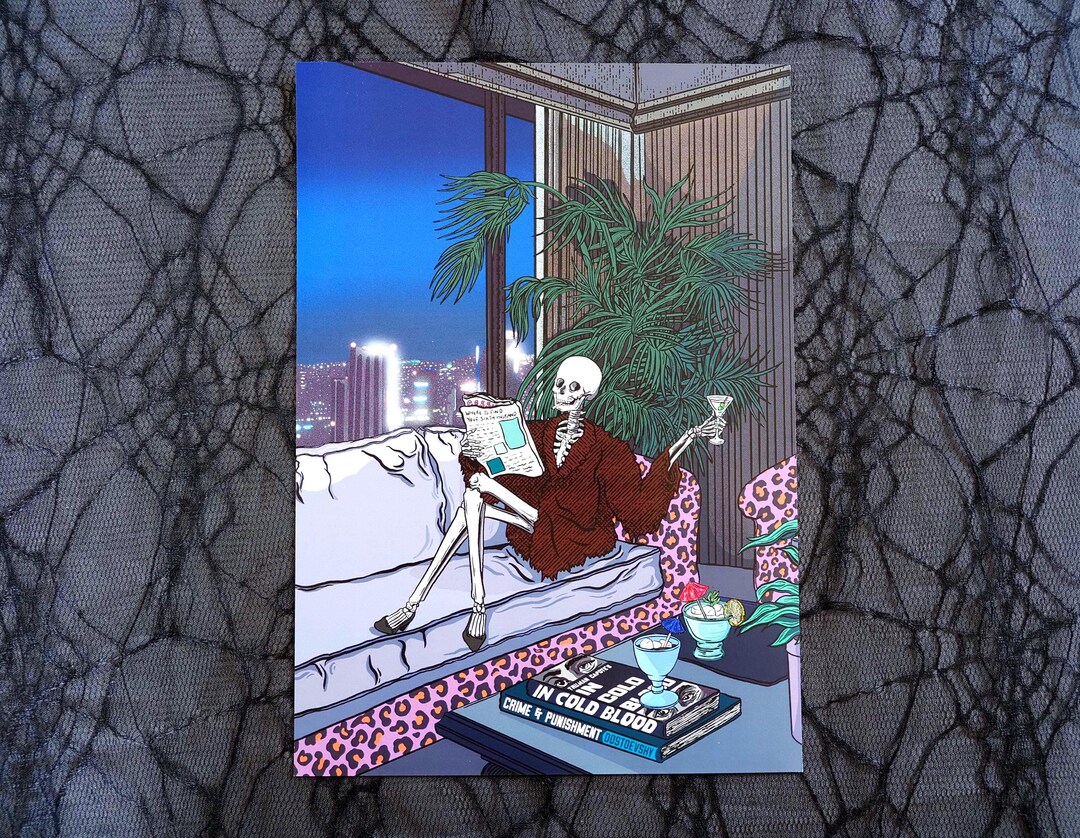 Mob Wife Skeleton Art Print - Humorous Goth Emo Decor (A4) - Etsy