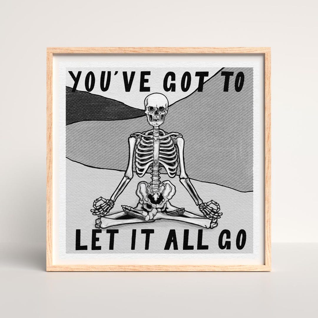 Meditating Skeleton Art Print – Gothic Emo Home Decor (10x10) - Etsy