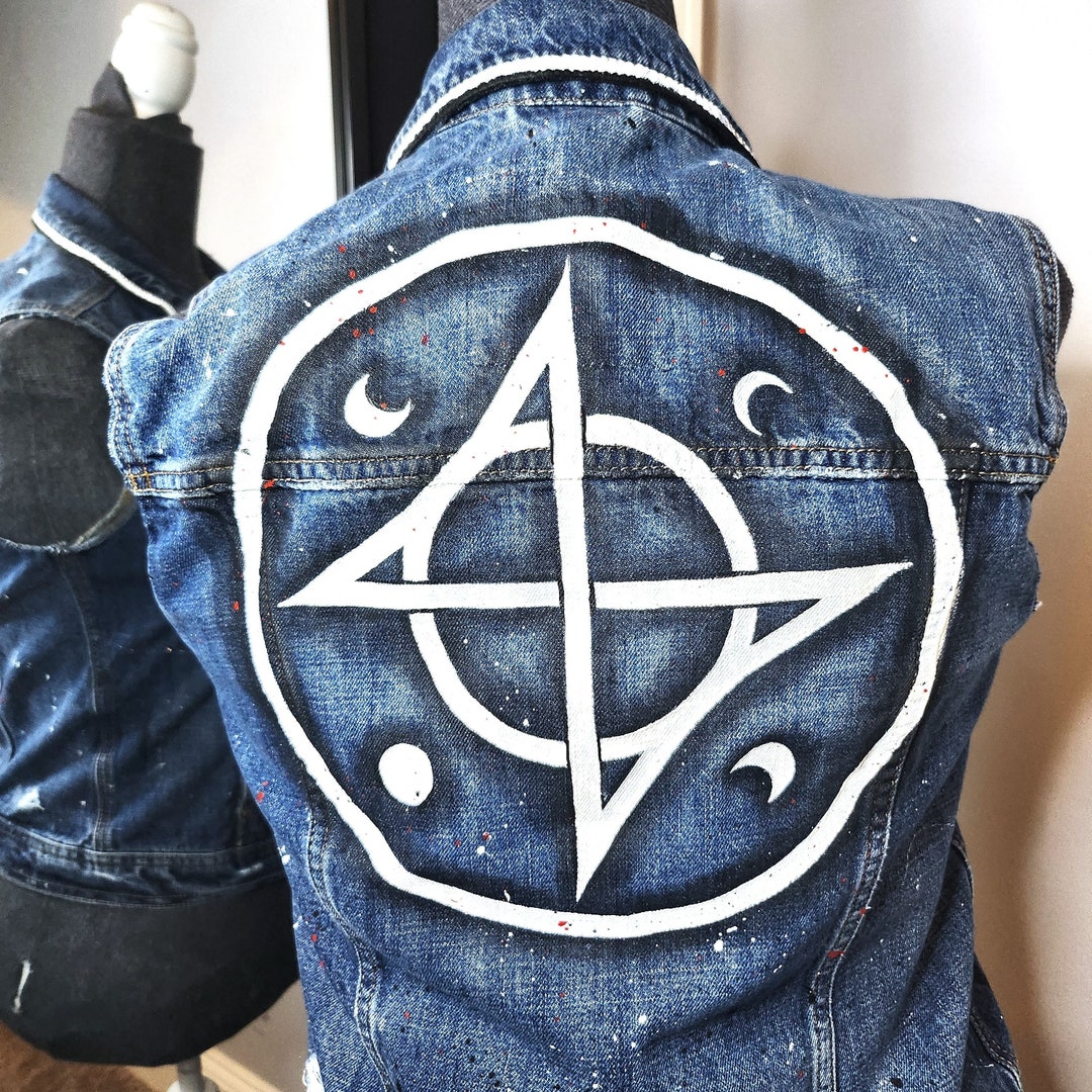 Ateez Captain Hongjoong Symbol Painted Denim Vest - Etsy