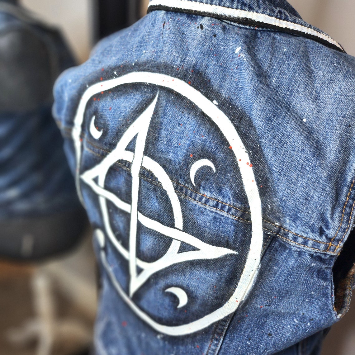 Ateez Captain Hongjoong Symbol Painted Denim Vest - Etsy