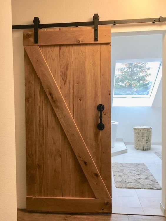 Sliding Wooden Barn Door + Rail - Custom Made - Etsy UK