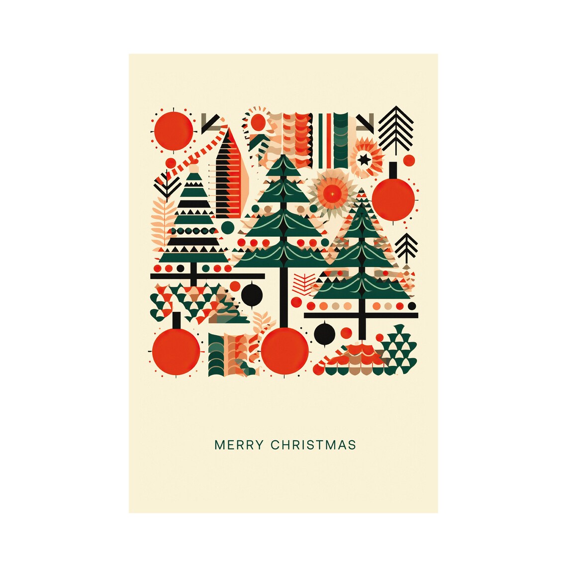 Vintage-inspired Geometric Christmas Cards Set - Digital Download ...
