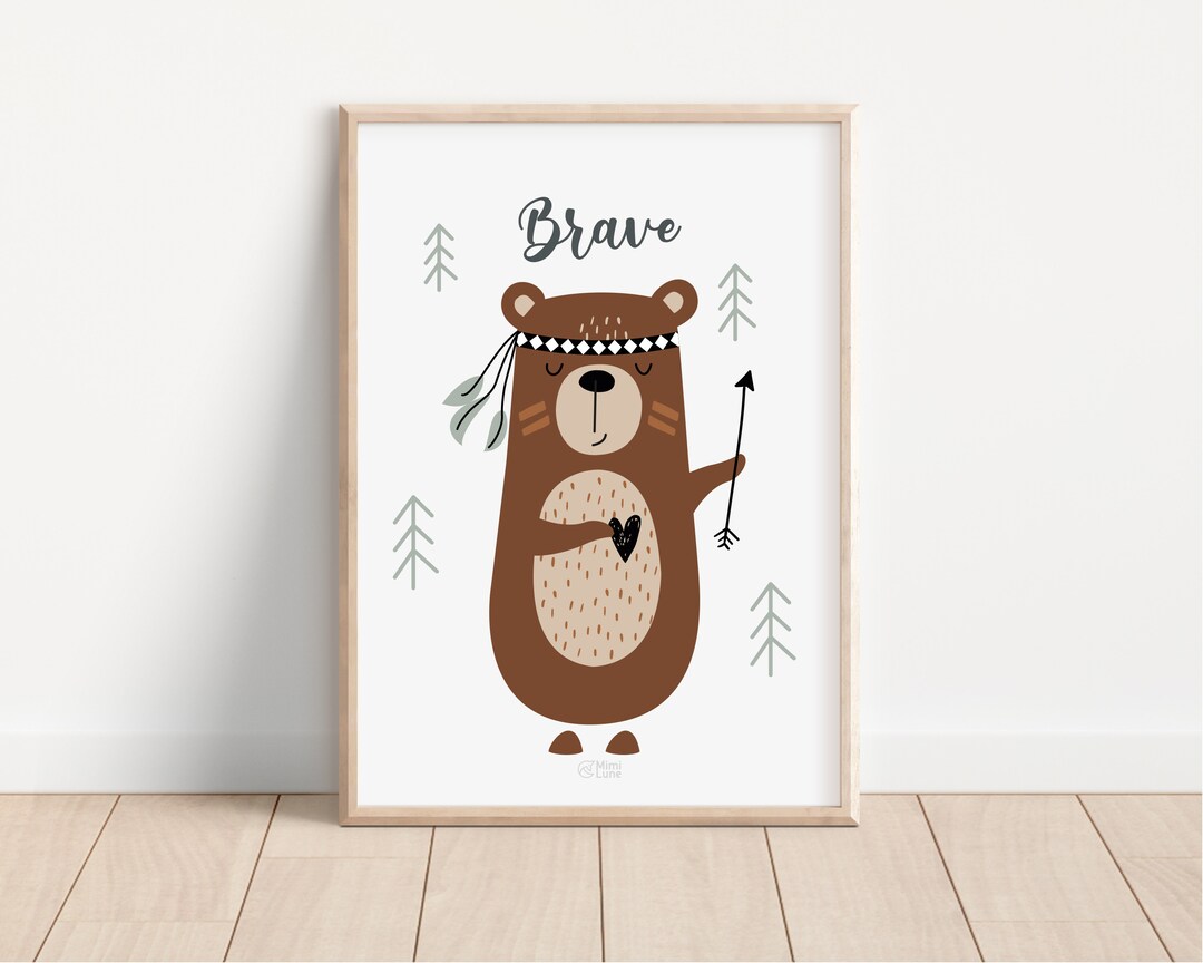 Brave Children's Illustration Poster, Nature/adventure Theme, A3 Format ...