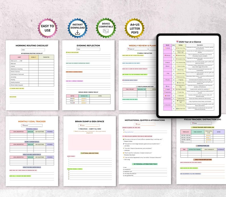 2026 Daily Productivity Planner Printable (digital Download) - Etsy Canada