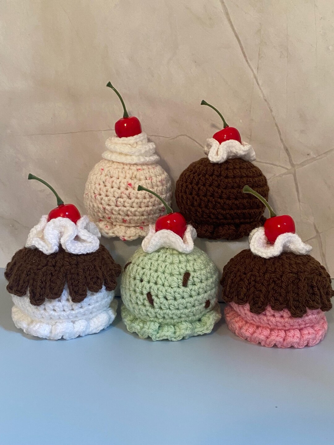 Crochet Ice Cream Scoop Plush: Handmade Amigurumi Dessert Gift - Etsy