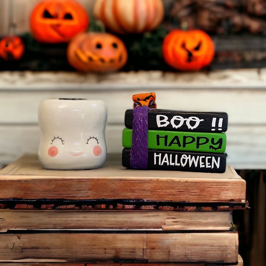 Halloween Faux Book Stack Tray Decor Spooky Mini Book Stack - Etsy