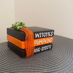 Halloween Faux Book Stack Tray Decor Spooky Mini Book Stack Halloween ...