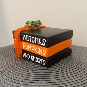 Halloween Faux Book Stack Tray Decor Spooky Mini Book Stack Halloween ...