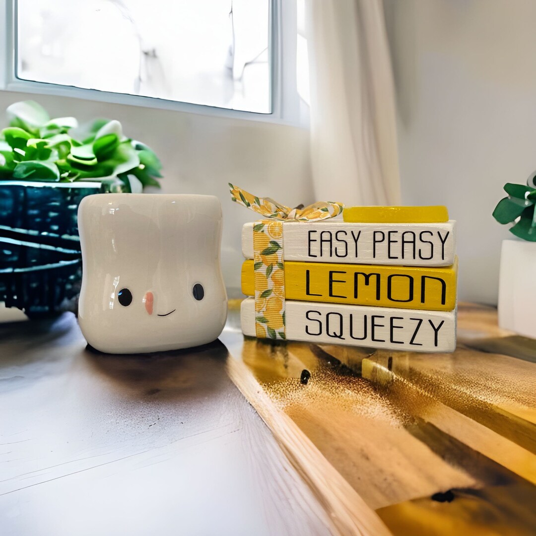 Lemon Faux Book Stack Lemon Books Lemon Wooden Book Decorative Book ...