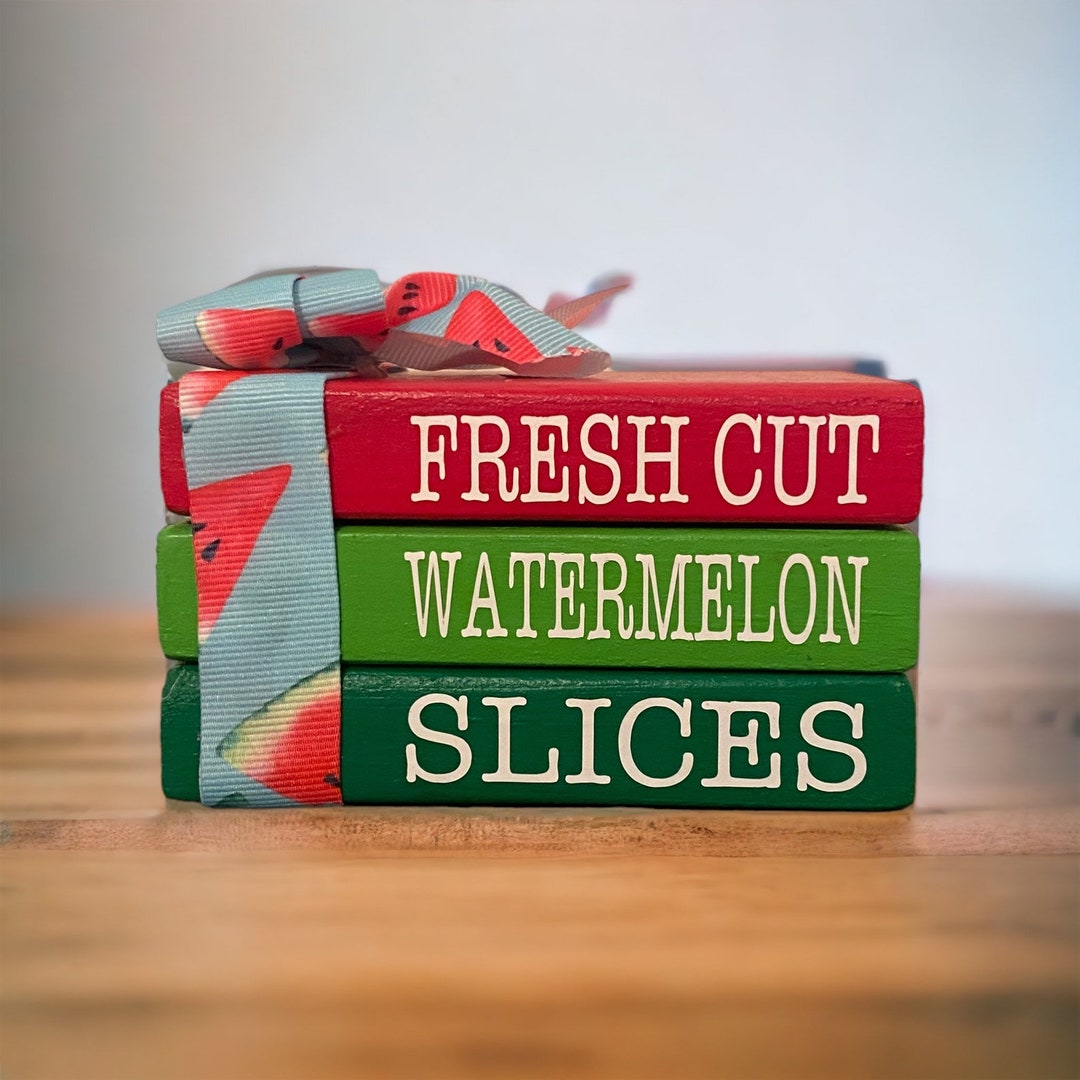 Watermelon Faux Book Stack Tray Decor Mini Book Stack Summer Tiered ...