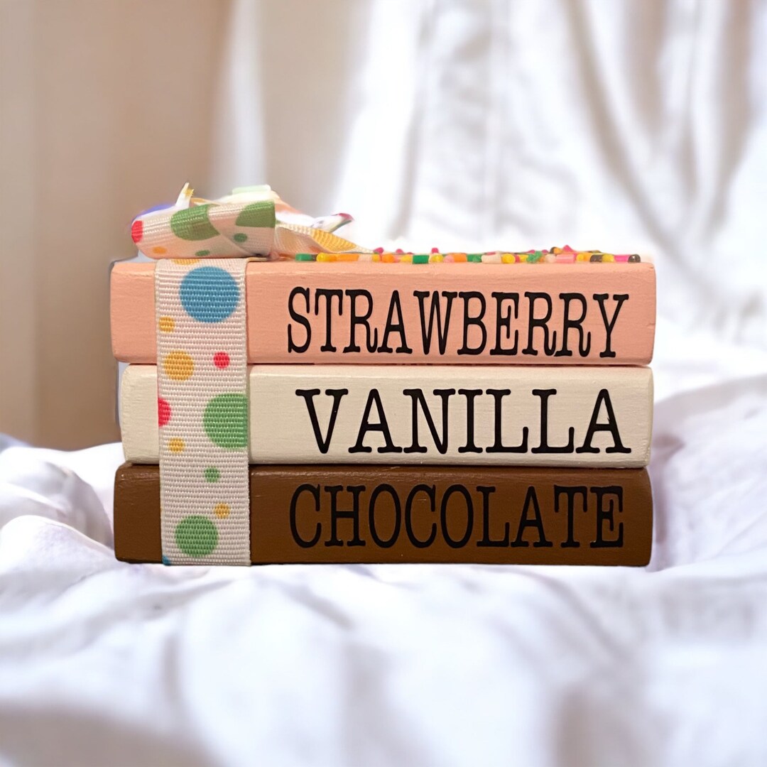 Ice Cream Theme Faux Book Stack Tray Decor Mini Book Stack Summer ...