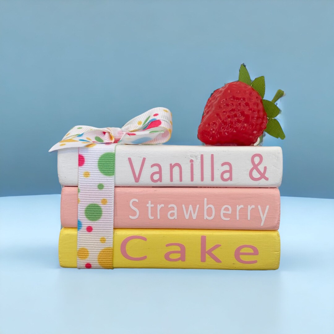 Birthday Theme Faux Book Stack Tray Decor Mini Book Stack Summer Tiered ...