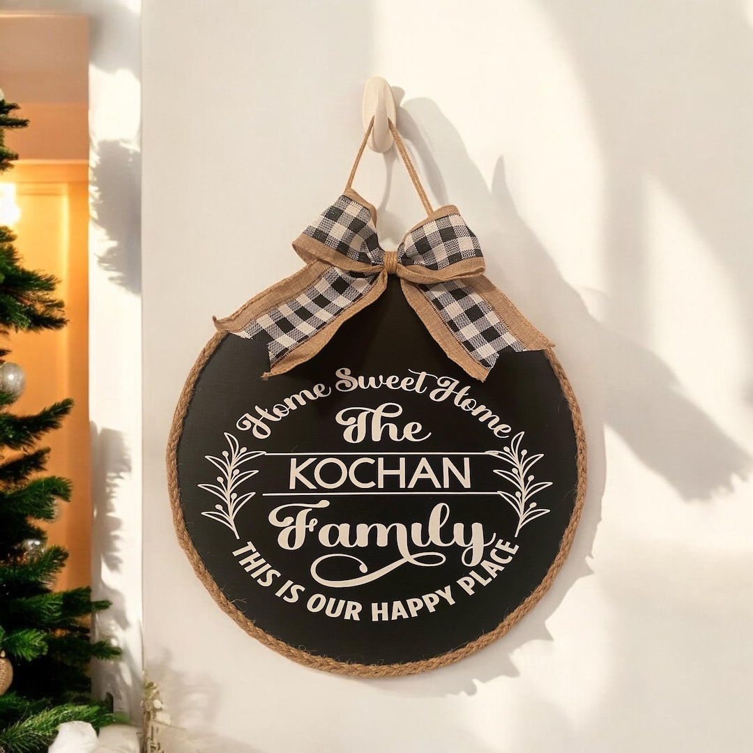 Personalized Family Last Name Sign, Front Door Hanger, Family Name Gift ...