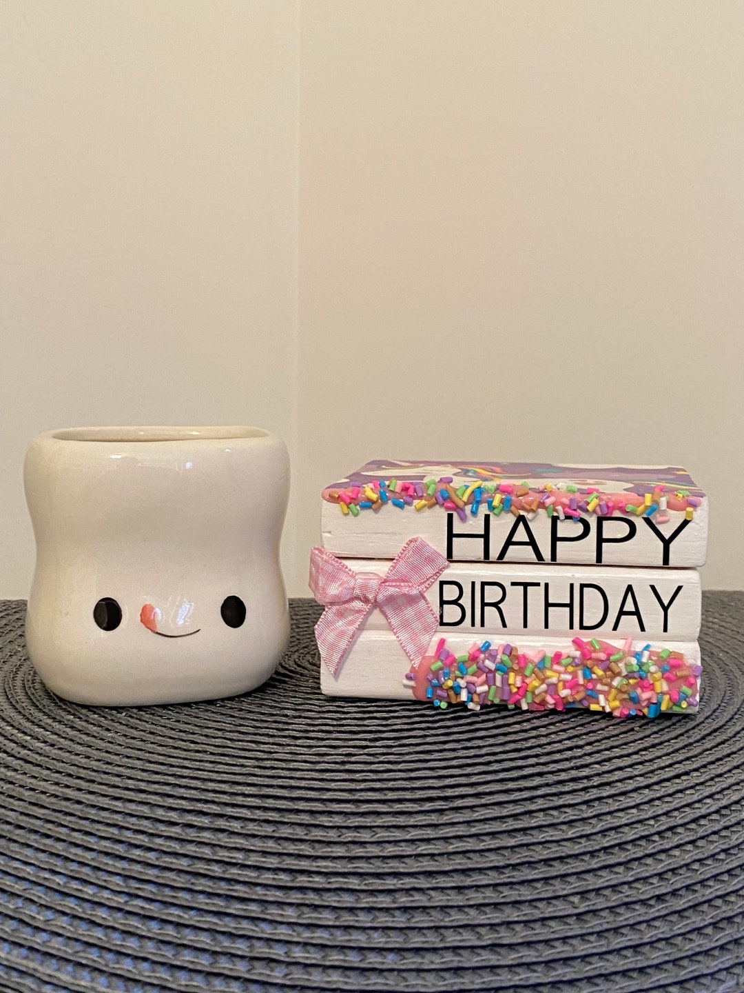 Birthday Theme Faux Book Stack Tray Decor Mini Book Stack Summer Tiered ...