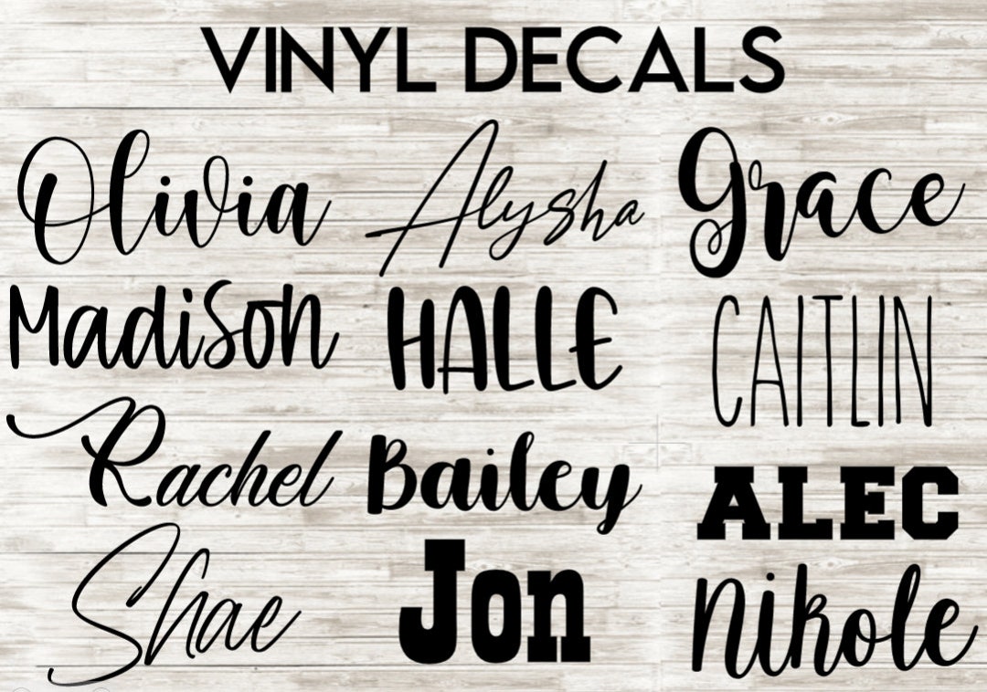 Custom Name Decals - Vinyl Name Decals - Personalized Name Decals ...