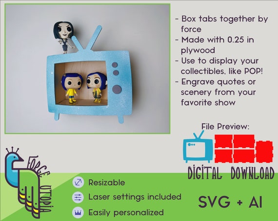Collectible Display Case TV Shaped Box SVG Glowforge Cut File | Etsy