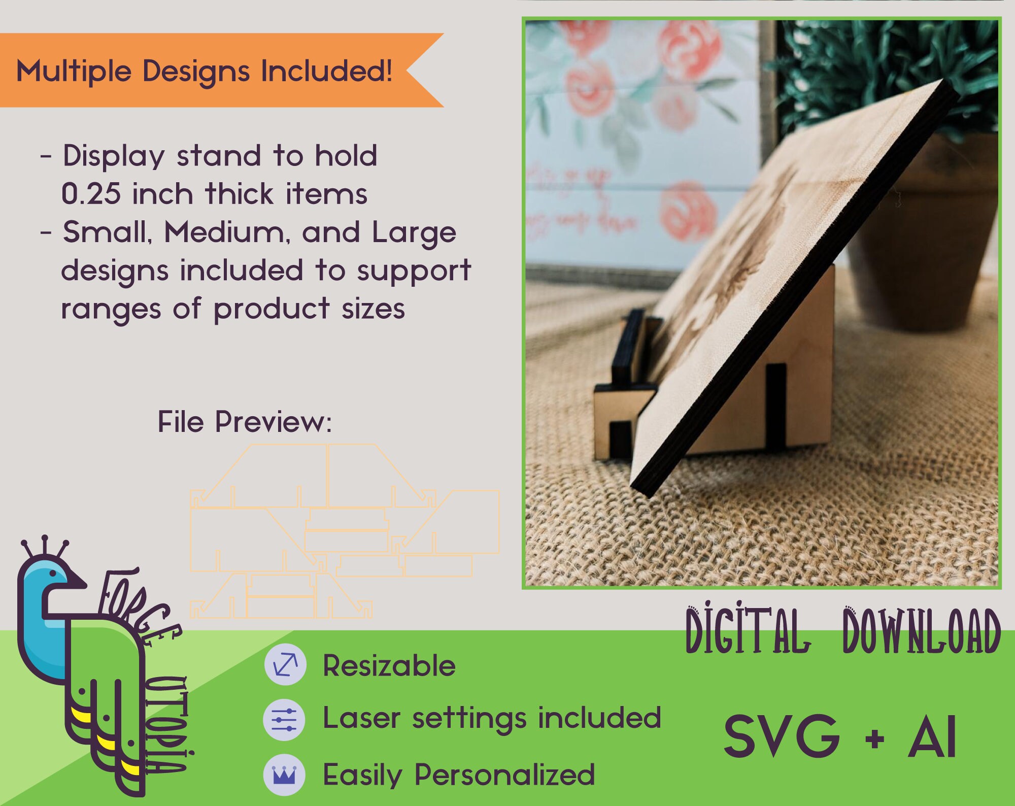 Photo Product Display Stand SVG Cut File for Glowforge - Etsy