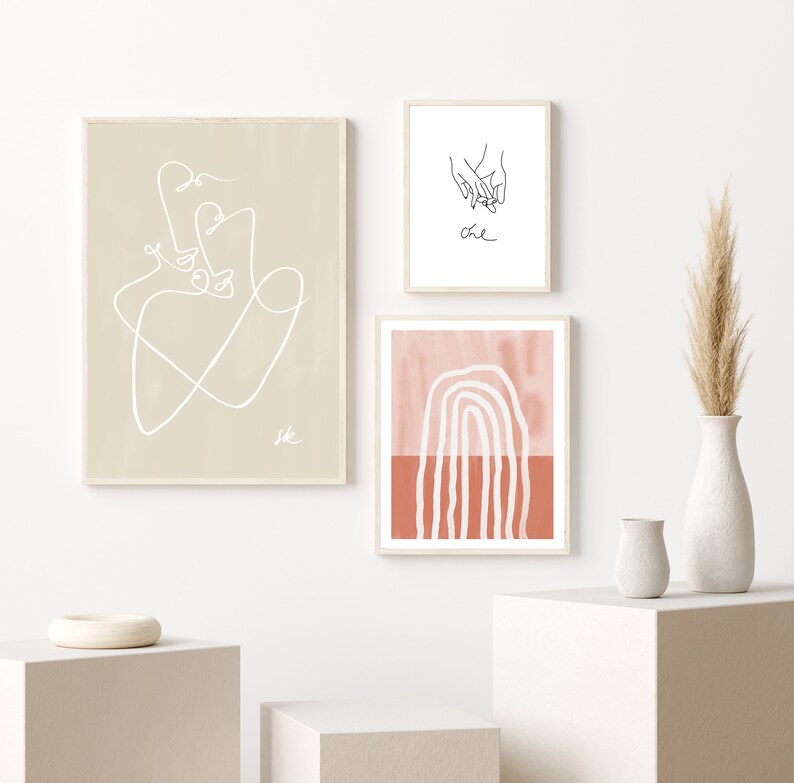 Couple Face Line Art Print Set of 3 Colors, One Line Face Drawing as ...