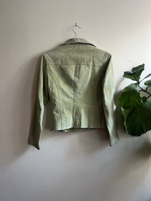 Y2K Mint Green Leather Jacket Wilson's Small - Gem