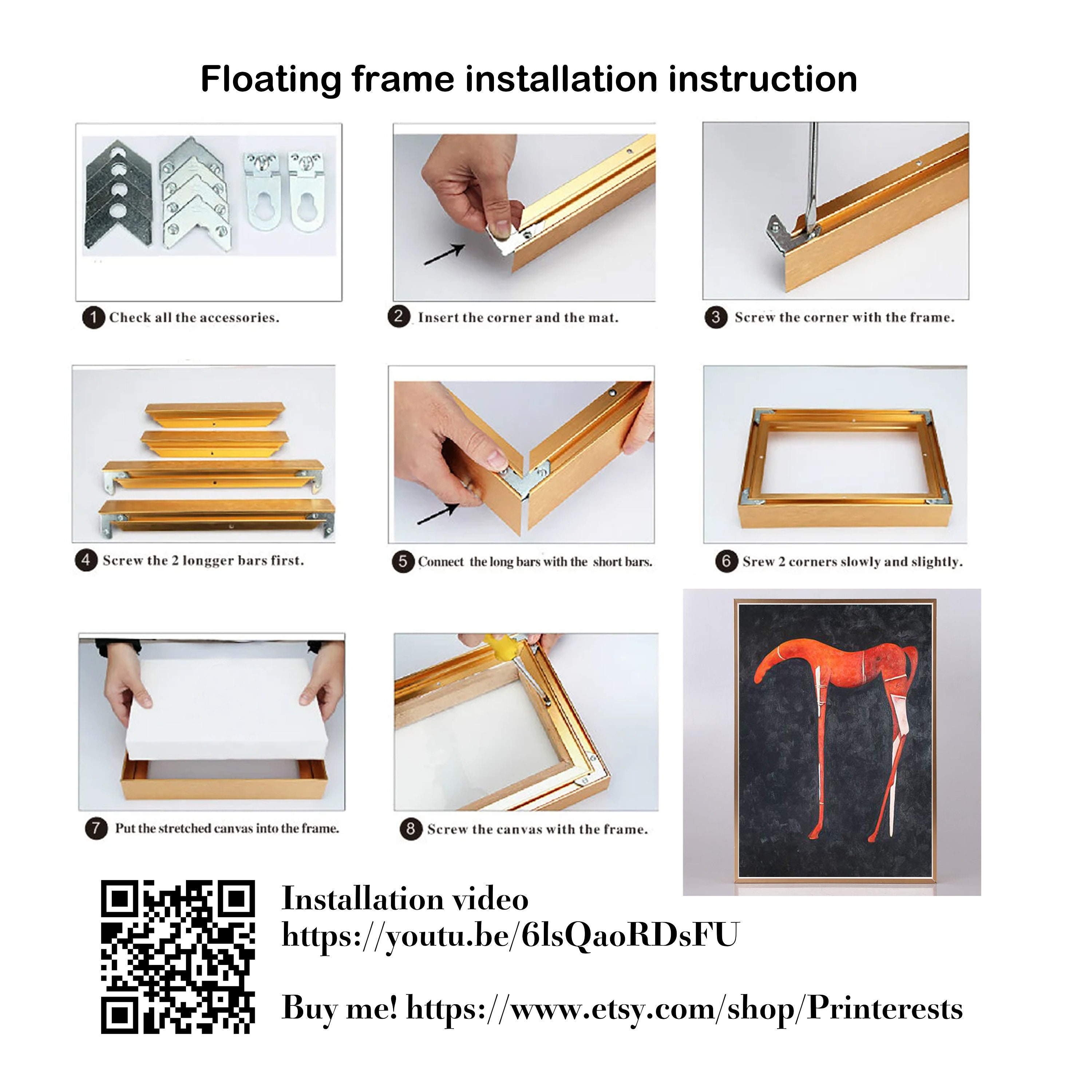Custom Aluminum Floating Frames Floater Frame for Canvas - Etsy UK