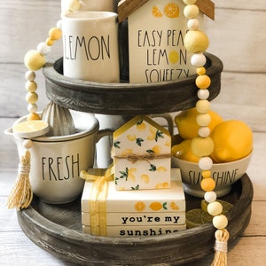 Lemon Decor Bundle, Set of 4, Lemon Tiered Tray, Lemon Garland, Lemon ...